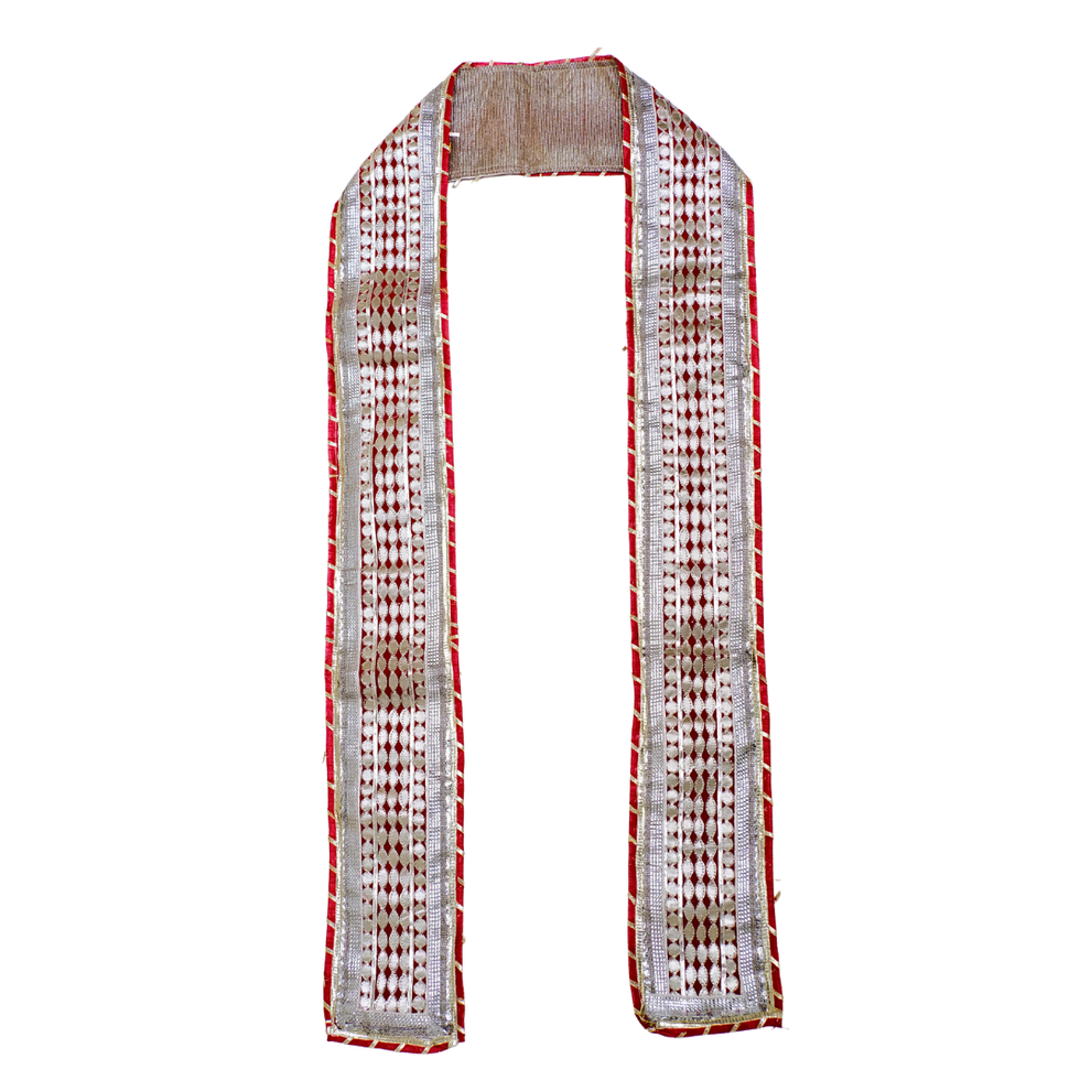 Traditional Red Uparna with Silver Zari and Sequence Work – The Uparna ...